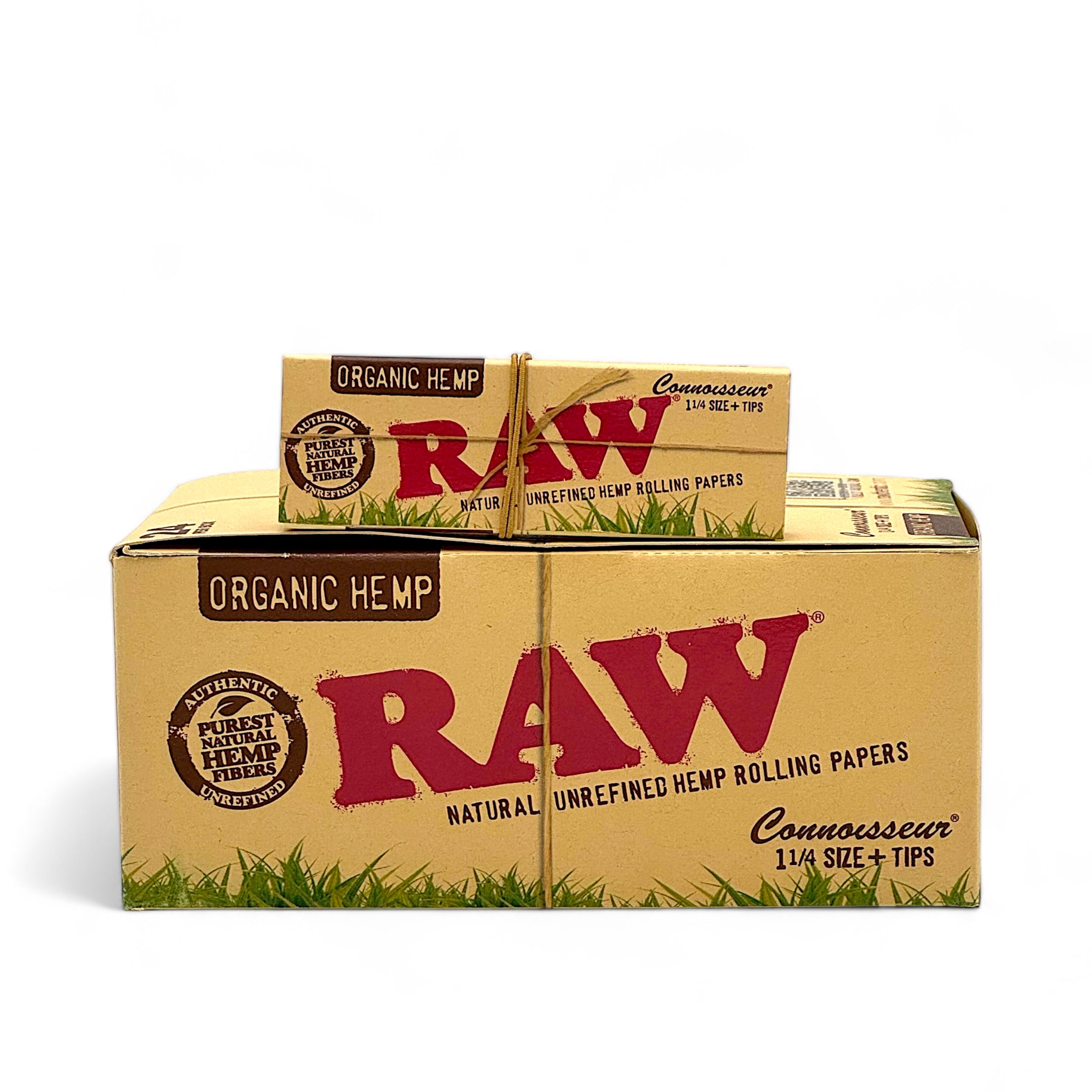 Raw Papers Organic Hemp Connoisseur 1 1/4 Size + Tips - Pack of 24, 50 ...